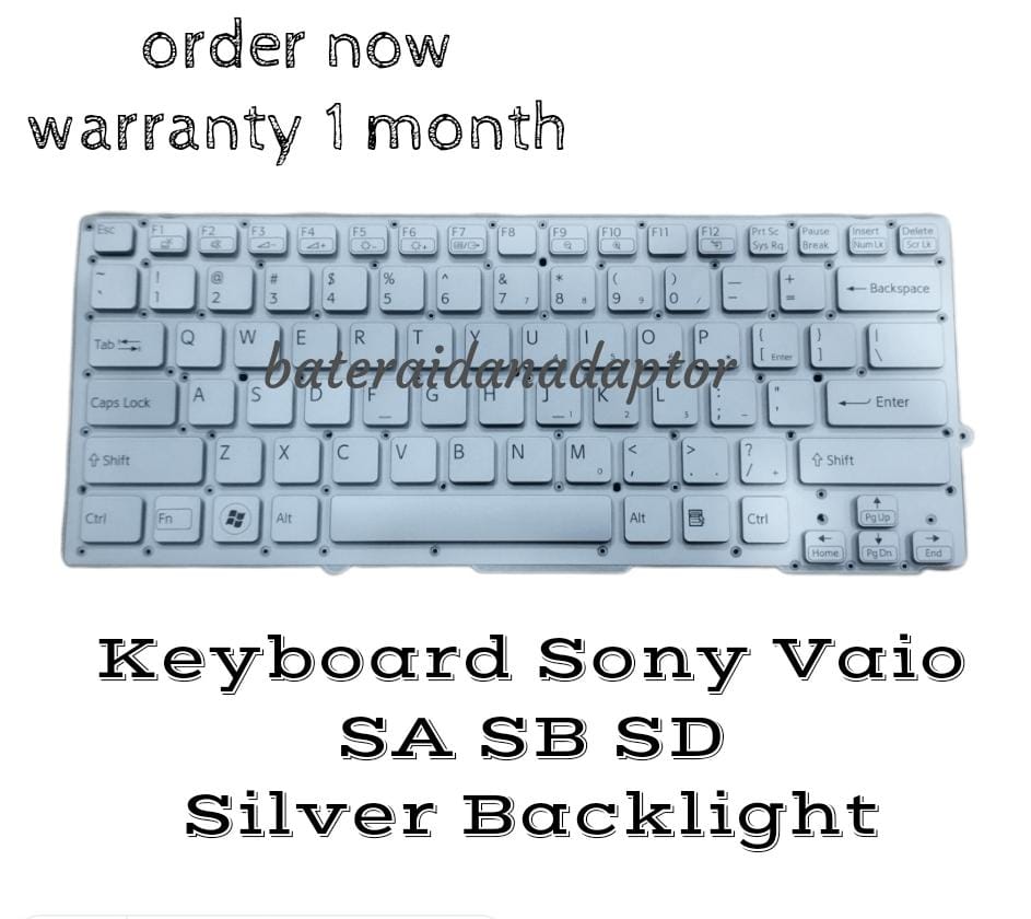 Keyboard Sony Vaio SA SB SD Silver Backlight | bateraidanadaptor