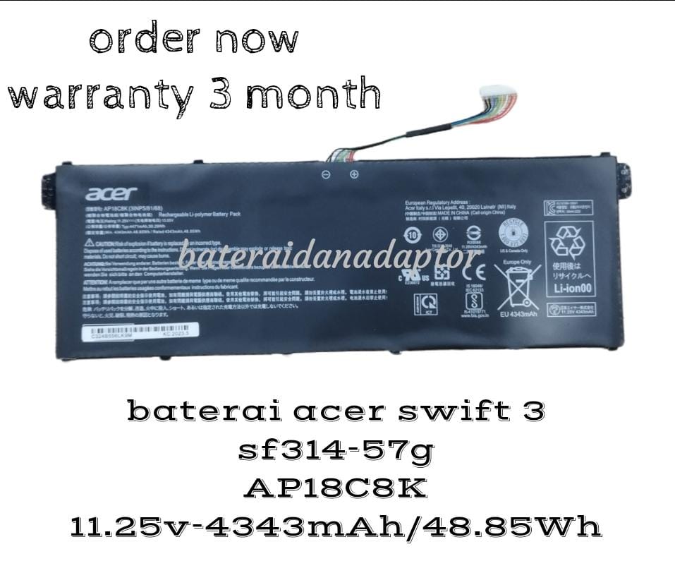 Baterai Replacement Acer Aspire 5 A514 Swift 3 SF314 AP18C8K AP18C4K ...